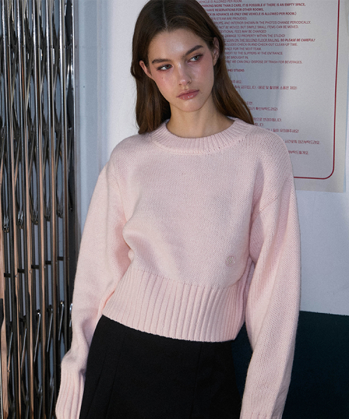 MUSINSA公式 | ROSÉ FRANTZ Basic Crop Knit [Pink]