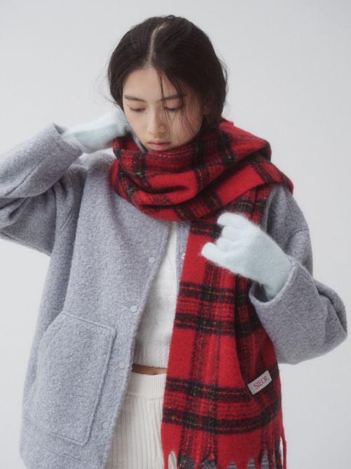 시오르(SIEOR) Dolf check muffler_red - 사이즈 & 후기 | 무신사