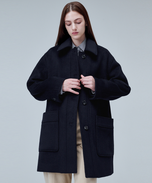 MUSINSA | MALOUPE 6508 Wool Half Coat (Navy)