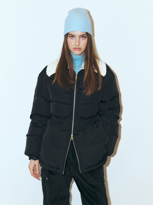 MUSINSA | ETMON Knit-Collar Duck Down Padding, Black