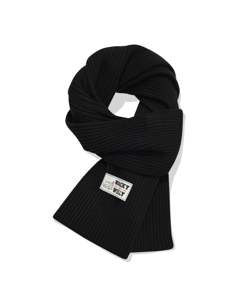 MUSINSA | WACKY WILLY Basic Knit Muffler Black