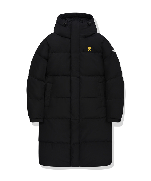 MUSINSA | WACKY WILLY Logo Wappen Hood Long Down Jumper Black