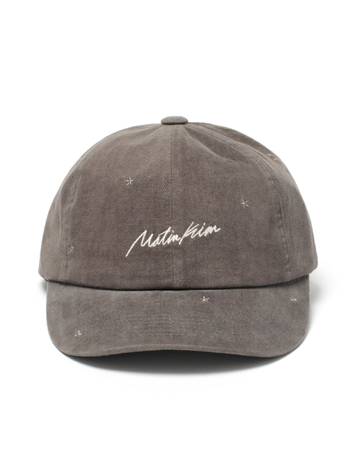 MUSINSA | MATIN KIM CURSIVE STAR EMBROIDERY BALL CAP IN DARK GREY