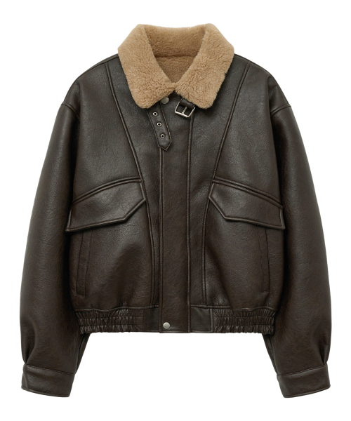 MUSINSA | SPERONE A-2 Washed Leather Mustang Jacket (Brown)