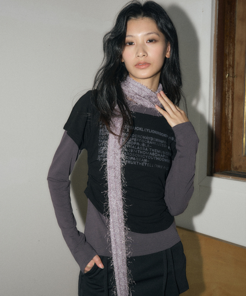 MUSINSA | HELENE PARIS Spangle Glossy Muffler [Lavender Gray]