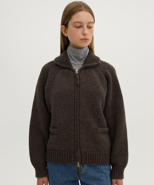 MUSINSA公式 | AVAM HOME Basic Knit Zip-up_Brown