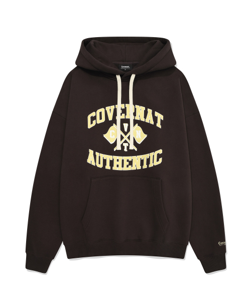 MUSINSA | COVERNAT Flag Arch Drop Fit Hoodie Chocolate