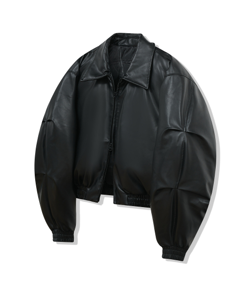 MUSINSA | VIVABROWN 85-VIVA047 Kara Balloon Two Way Crop Leather Short Padding Black