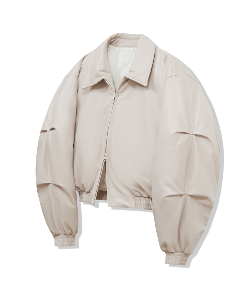 MUSINSA | VIVABROWN 85-VIVA047 Kara Balloon Two Way Crop Leather Short Padding Ivory