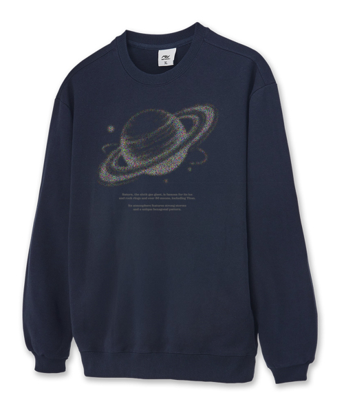 MUSINSA | NOTUSUAL Noisy Saturn Man to Man [NAVY]