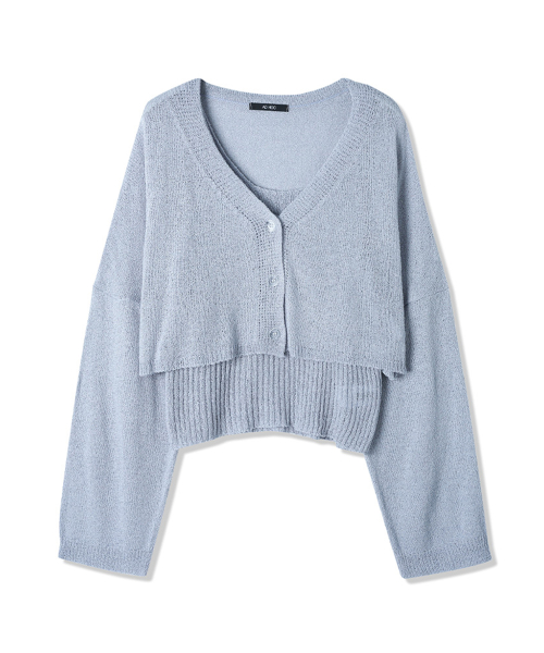 MUSINSA | AD HOC Women's Inner Top Set Cardigan (SKY BLUE) (HA8GD51)