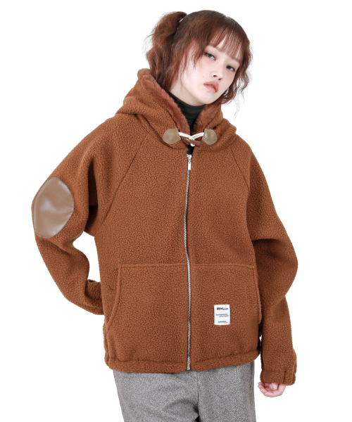MUSINSA | KATHARSIS Fleece Patch Hoodie Brown ONE SIZE