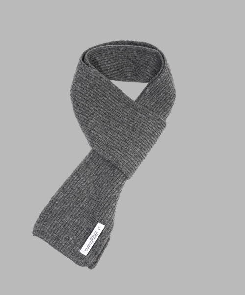 MUSINSA | IL-O-GONG-CHIL 1507 Wool 100 Basic Knit Short Muffler - Charcoal