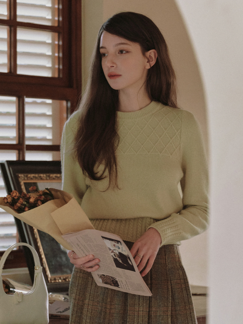 MUSINSA | LENINA MIRACLE wool cable knit_MELON