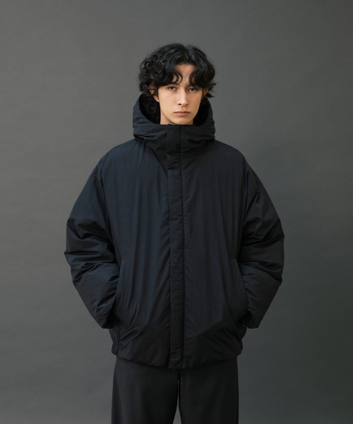 MUSINSA | ANOTHER OFFICE Snowman Hooded Down Jacket (Black)