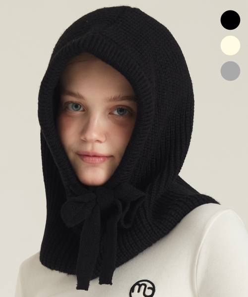 MUSINSA公式 | MACKY Hooded String Balaclava Black