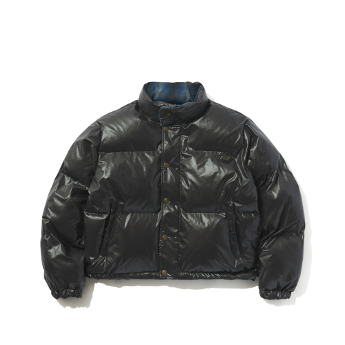 MUSINSA | BSRABBIT Drink Sexy Reversible Short Padding Jumper Blue Check Navy