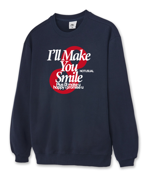 MUSINSA | NOTUSUAL Eight Smile Man to Man [NAVY]