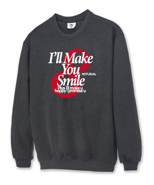 MUSINSA | NOTUSUAL Eight Smile Man to Man [CHARCOAL]