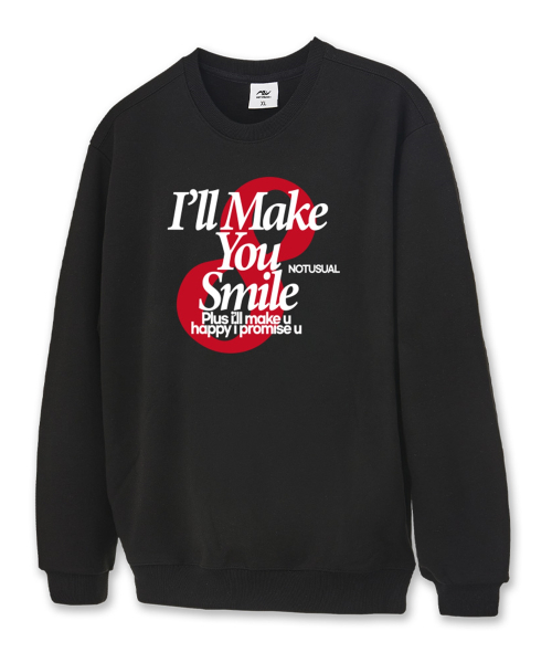 MUSINSA | NOTUSUAL Eight Smile Man to Man [BLACK]
