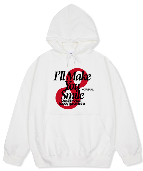 MUSINSA公式 | NOTUSUAL Eight Smile Hoodie [WHITE]