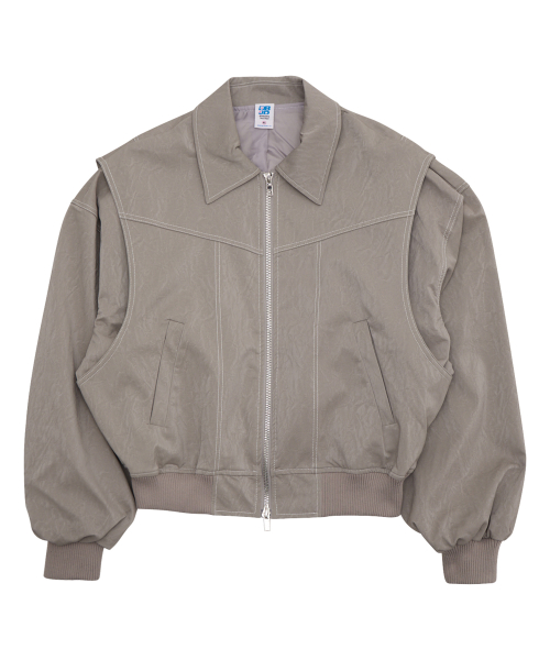 MUSINSA | DOUBLE JD Stitch Relief Leather Jacket (Beige)