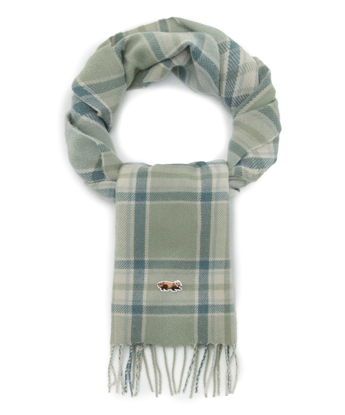 MUSINSA | COQUET BABY LESSER PANDA PATCH CHECK MUFFLER OLIVE GREEN