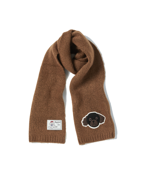 MUSINSA | BEYOND CLOSET Handmade Artwork Patch Wool Blended Muffler Brown