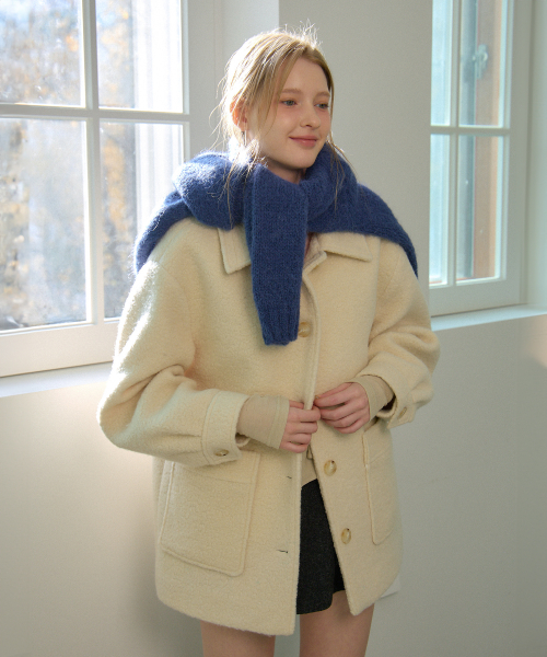 MUSINSA | VEMVER Wool Bouclé Half Coat_Ivory