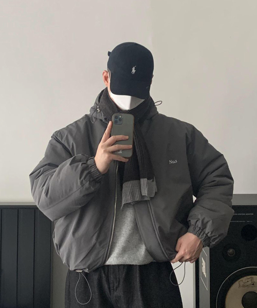 너스(NUS) YEI Logo Hood Padding Jacket (차콜) - 사이즈 & 후기 | 무신사