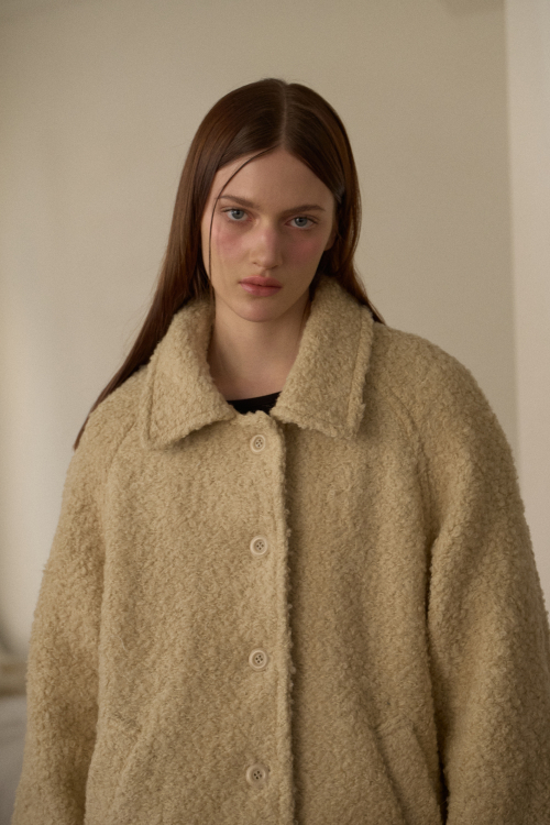 MUSINSA | LETERIE BOUCLE HALF COAT_BEIGE