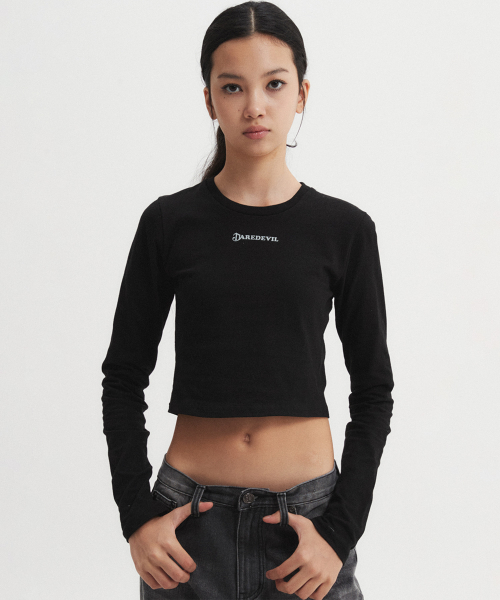 MUSINSA公式 | DNSR WOMEN Daredevil Crop Long Sleeve Black