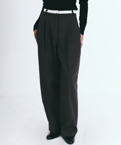 MUSINSA | NICK&NICOLE WARM DOUBLE WAISTBAND SLACKS_CHARCOAL