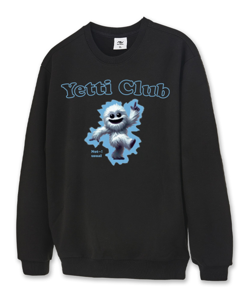 MUSINSA | NOTUSUAL Yeti Club Man to Man [BLACK]