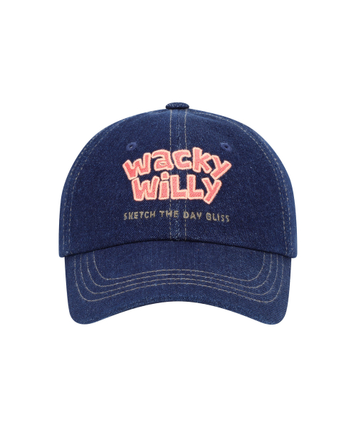 MUSINSA | WACKY WILLY Typo Denim Ball Cap Indigo