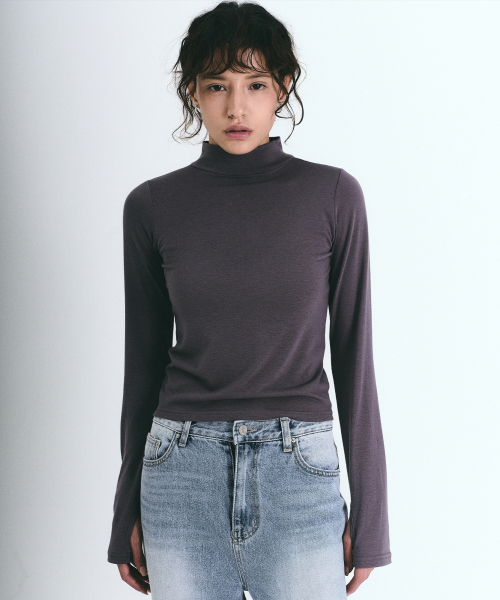 MUSINSA | NICK&NICOLE HALF NECK WARMER TURTLENECK TOP_CHARCOAL