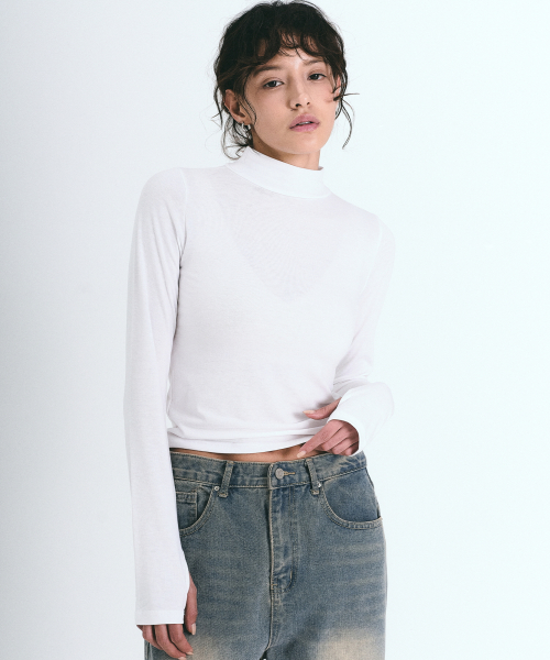 MUSINSA | NICK&NICOLE HALF NECK WARMER TURTLENECK TOP_IVORY