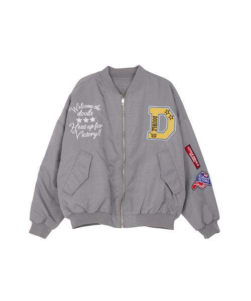 MUSINSA | DOUBLE JD Baseball MA-1 Flight Jacket (Gray)