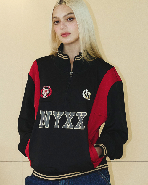 엔와이엑스엑스(NYXX) APLIQUE LOGO HALF ZIP-UP BLACK - 사이즈 & 후기 | 무신사