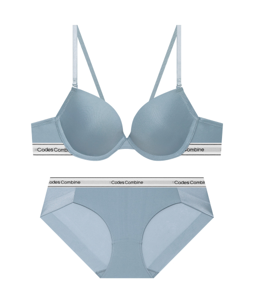 MUSINSA | CODESCOMBINE INNERWEAR Double Line Basic Bra Panty Set_Sky Blue