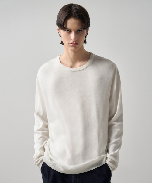 MUSINSA | DRAW FIT Silk Round Pullover Knit [CREAM]
