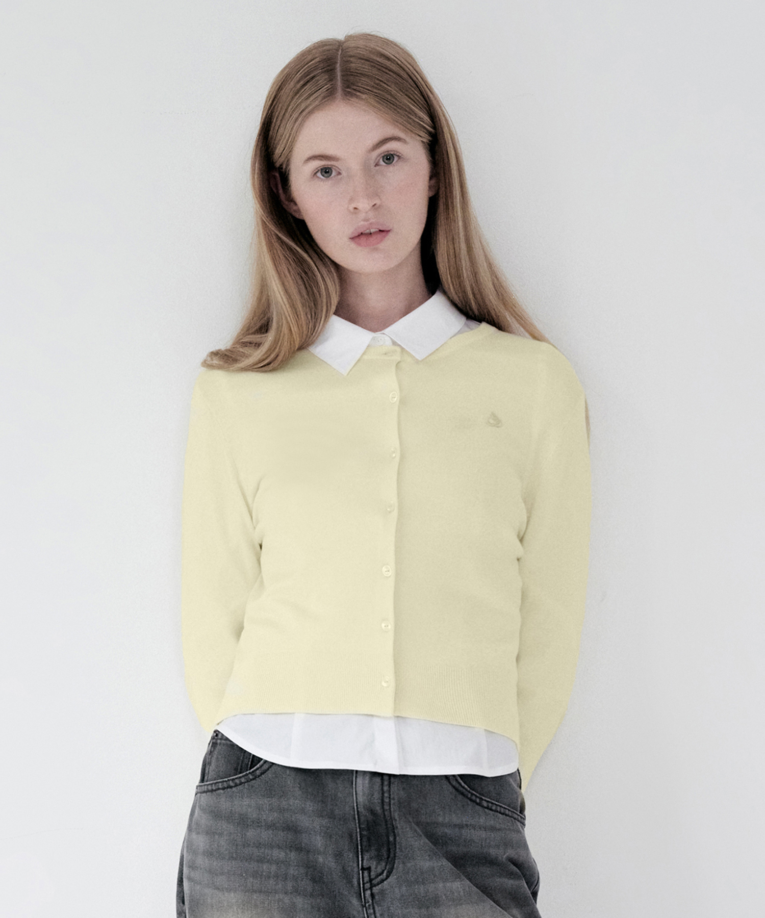 Kirsh Plain 觸感柔軟開襟衫 (象牙白) (Creatrip)