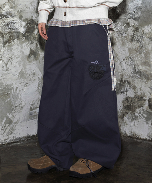 MUSINSA | XTONZ WOMAN WXP032 Leopard Spiral Snail Cotton Cargo Pants (NAVY)