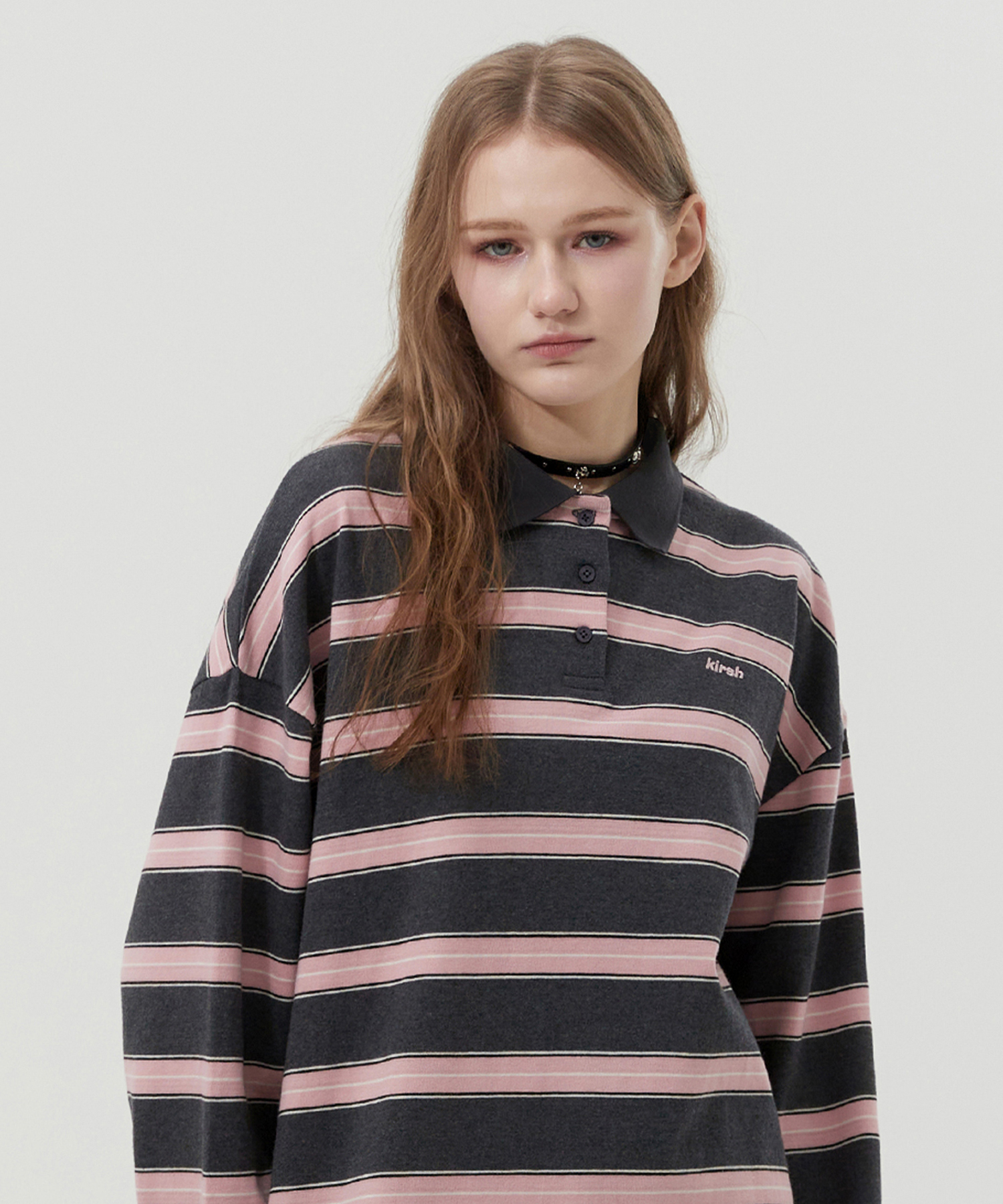 Kirsh 條紋橄欖球T恤 (灰色) (Creatrip)