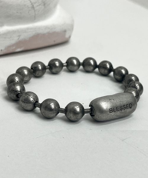 MUSINSA | BLESSED BULLET 9mm ball chain bracelet-dark silver