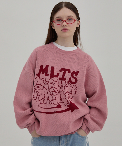 와이케이(WAIKEI) MLTS 라인 그래픽 니트 핑크 - 사이즈 & 후기 | 무신사