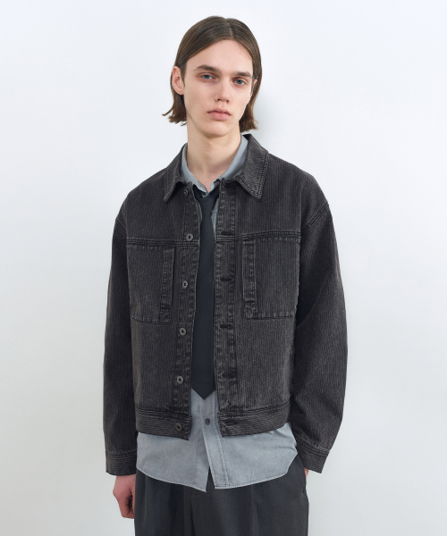 MUSINSA | INSILENCE Crop Code Denim Jacket MUD BROWN