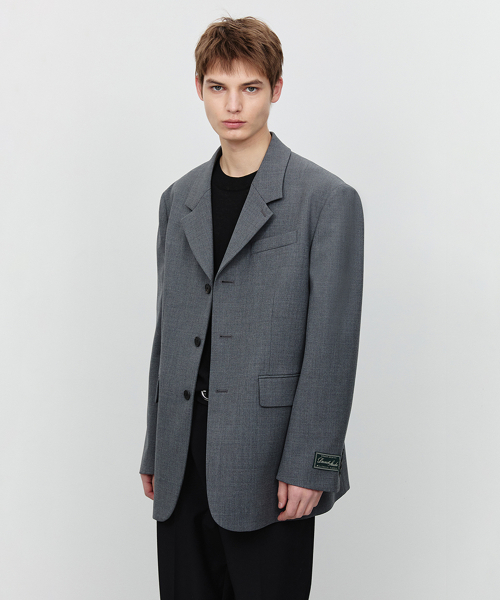 MUSINSA | DUNST 3 BUTTON WOOL BLAZER_UNISEX_UDJA5A103_CHARCOAL GREY