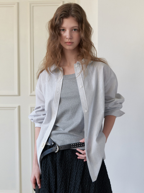 어몽(AMONG) A STRIPE OVER-FIT SHIRT_WHITE - 사이즈 & 후기 | 무신사