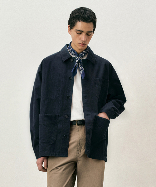 MUSINSA | COSTUME O'CLOCK Cotton French Washed Work Jacket Navy ...